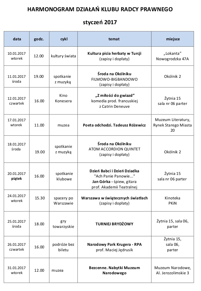 harmonogram – Okręgowa Izba Radców Prawnych w Warszawie